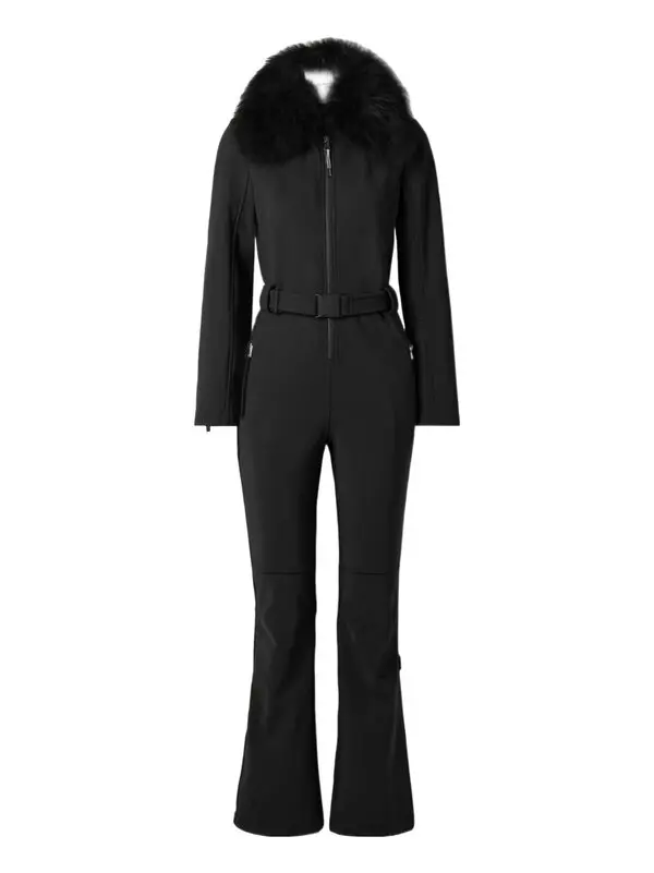 YVES SALOMON One-piece Ski Suit With Fur Collar - Black