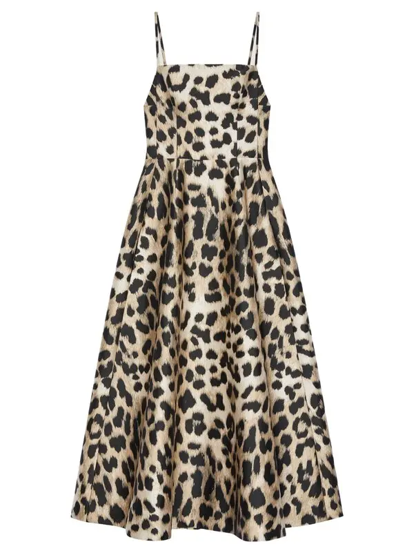Givenchy Leopard Jacquard Sliced Long Dress - Beige