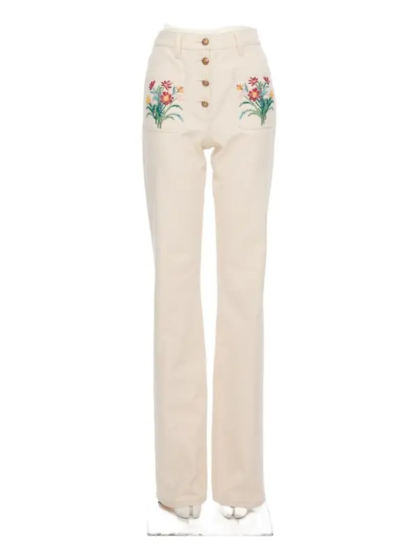Valentino Garavani Floral Embroidered Jeans - Nude