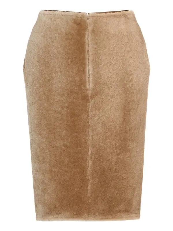 Saint Laurent Wool Pencil Skirt - Gres/marron Glace