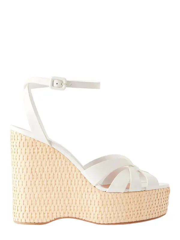 AQUAZZURA Leather Platform Wedge Sandals - Nude