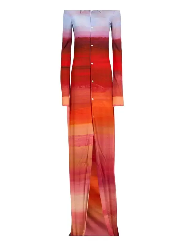 Marni Long Sleeve Shirt Dress - Red