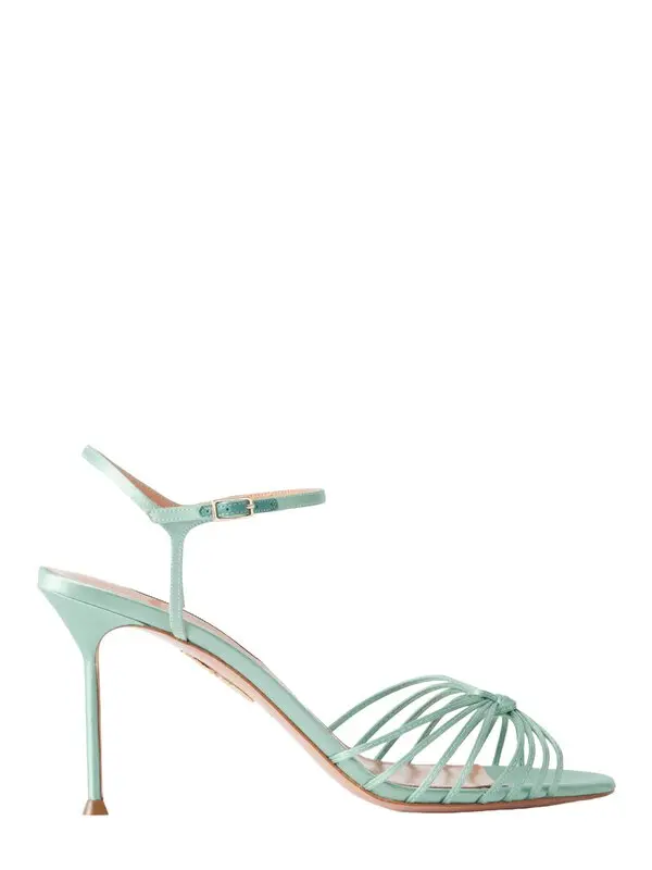 AQUAZZURA Knotted Satin Strappy Sandals With Buckle Fastening - No