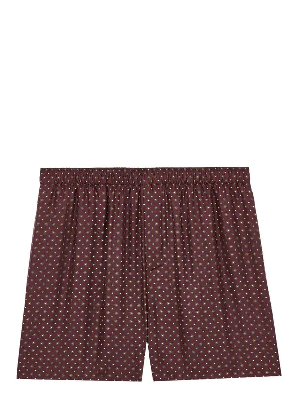 Saint Laurent Hexagon Silk Twill Shorts - Red