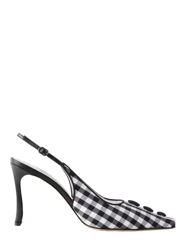 Manolo Blahnik Alexa 90 Embellished Gingham Woven Slingback Pumps - Black