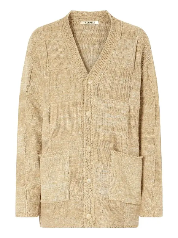 Auralee Cotton And Linen Blend Knitted Cardigan - Nude