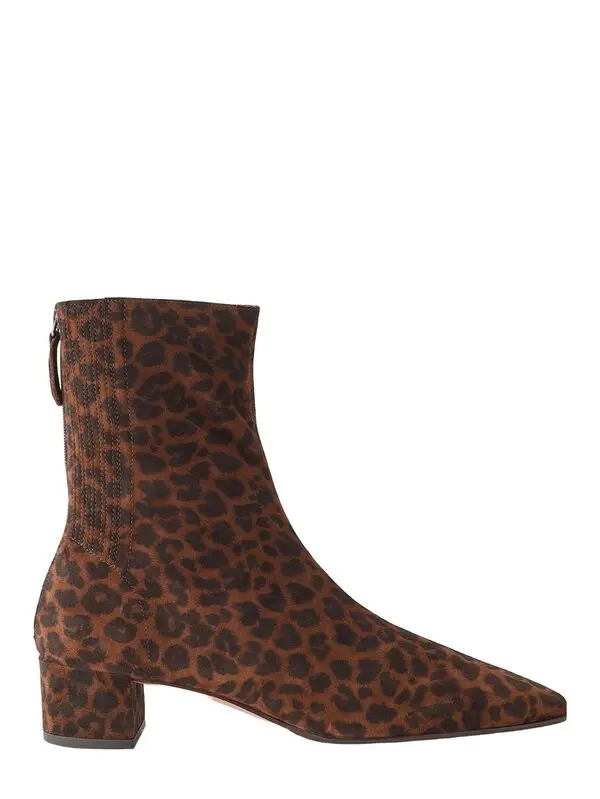 AQUAZZURA Animal Print Suede Ankle Boots - Brown
