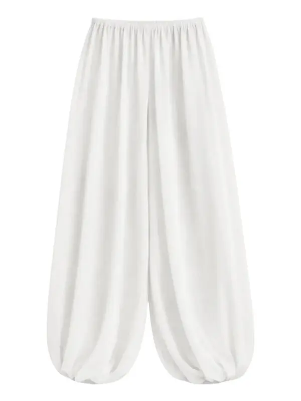 THE FRANKIE SHOP Sheer Gathered Hem Trousers - White