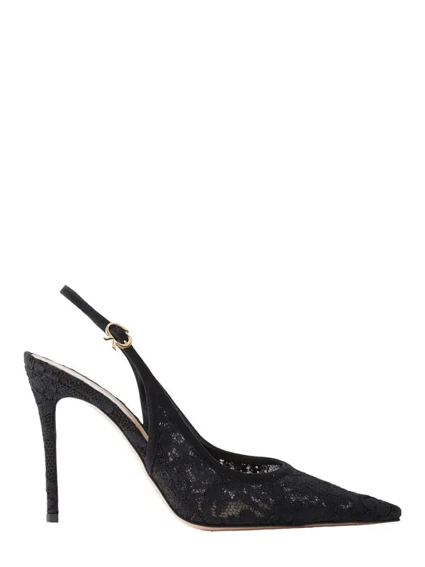 GIANVITO ROSSI Lace High Heel Slingbacks - Black