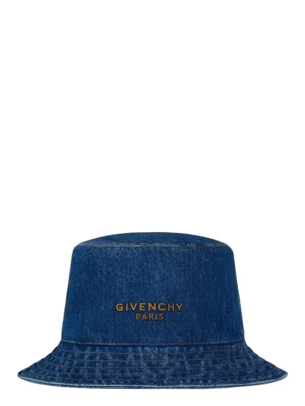 Givenchy Paris Embroidered Denim Bucket Hat - Blue