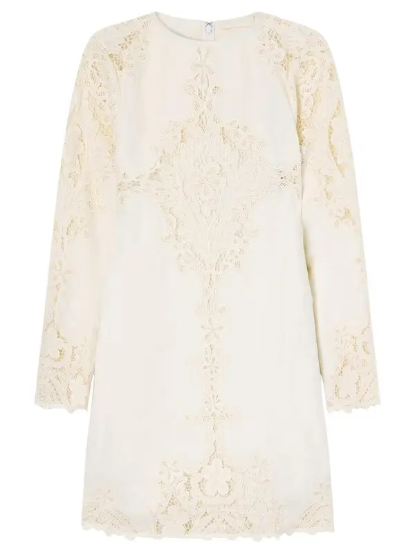 Ulla Johnson Broderie Anglaise Trimmed Linen Mini Dress - No