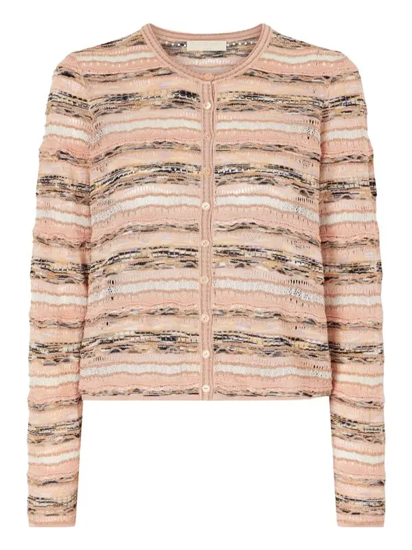 Ulla Johnson Striped Pointelle-knit Cardigan - No