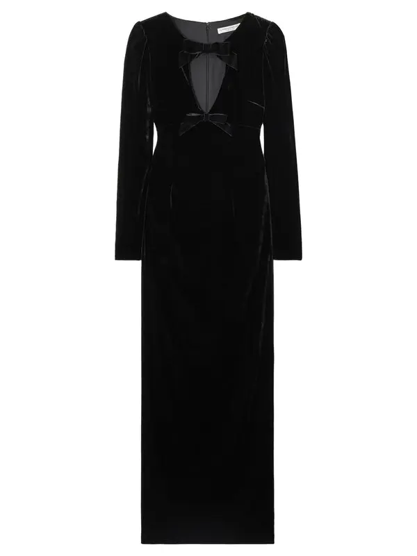 Alessandra Rich Velvet Dress With Openwork Bow Decoration - Black