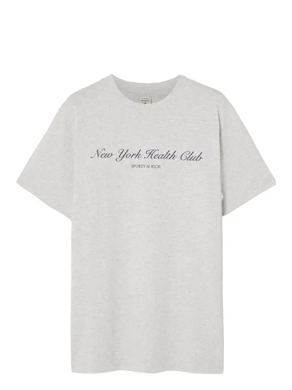 SPORTY  RICH Sporty & Rich Crew Neck T-shirt With New York Health Club Logo - White