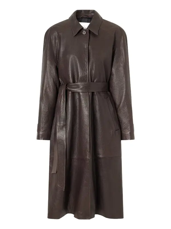 Magda Butrym Textured Leather Trench Coat - Black
