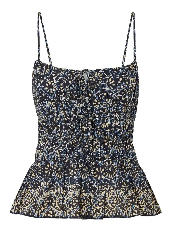 Ulla Johnson Anya Printed Cotton Tank - Black