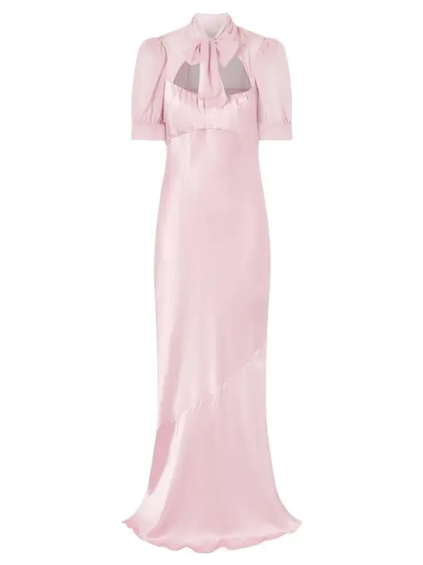 Alessandra Rich Pussy-bow Silk-satin And Georgette Gown - Pink