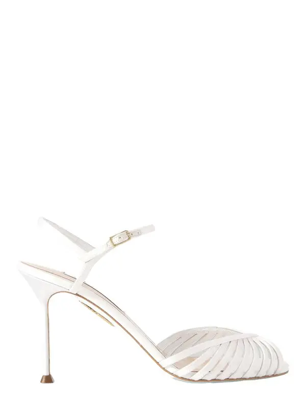 AQUAZZURA Hold Me 85 Satin Sandals - White