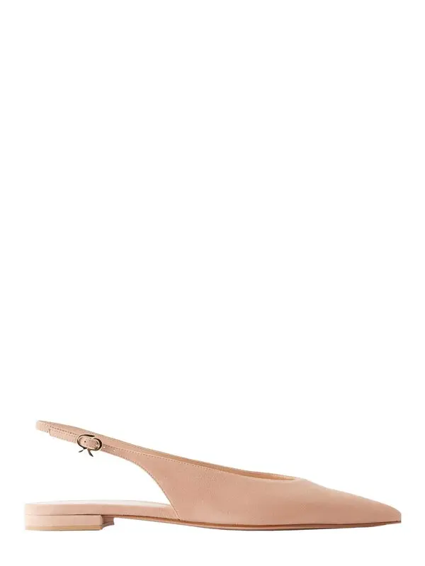 GIANVITO ROSSI Suede Slingback Ballet Flats - Nude