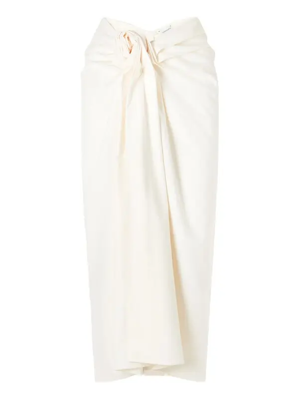 Magda Butrym Knot-detail Ruched Midi Skirt - White