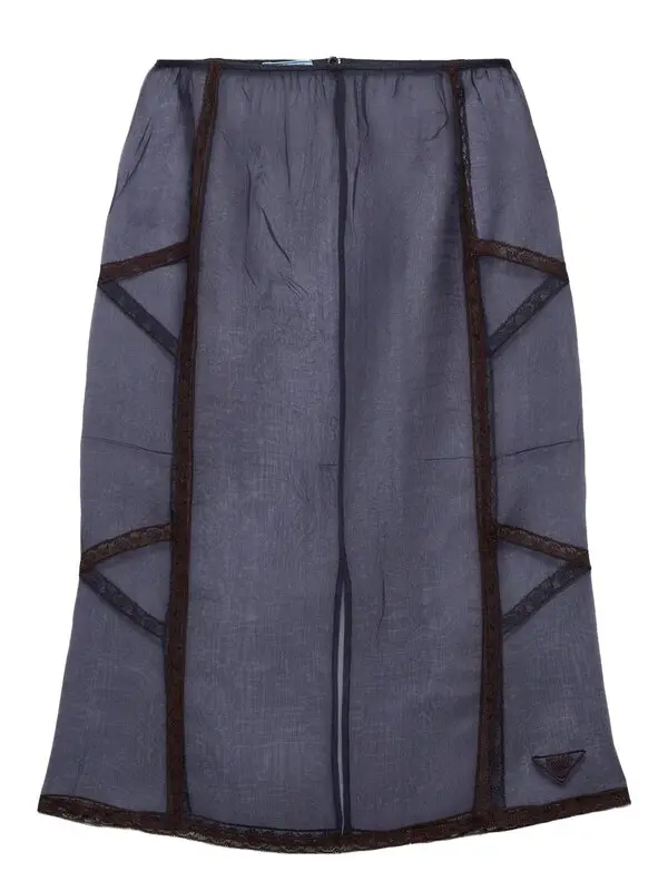 Prada Organza Intarsia Underskirt - Navy