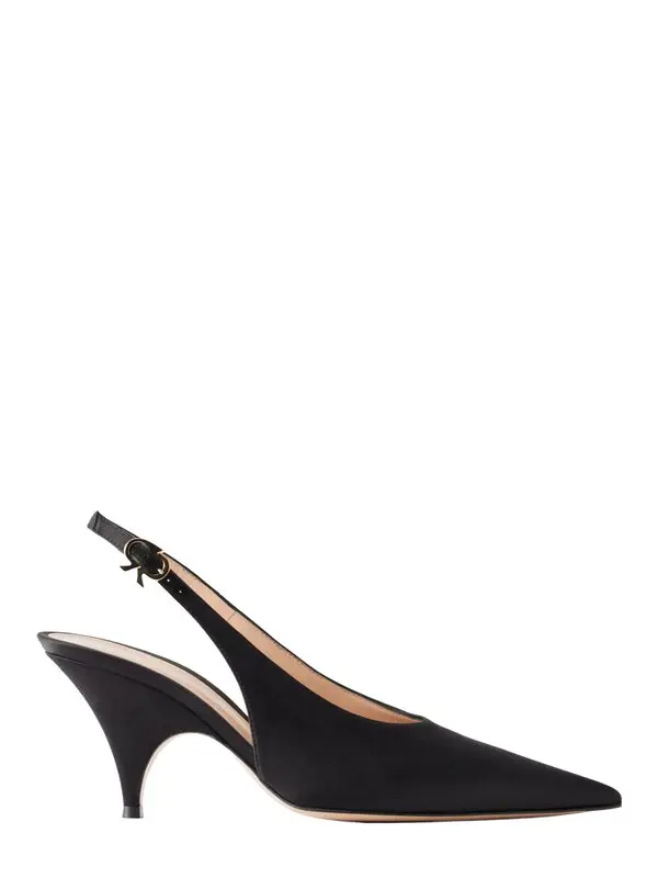 GIANVITO ROSSI Satin Pointed Slingback Pumps - Black