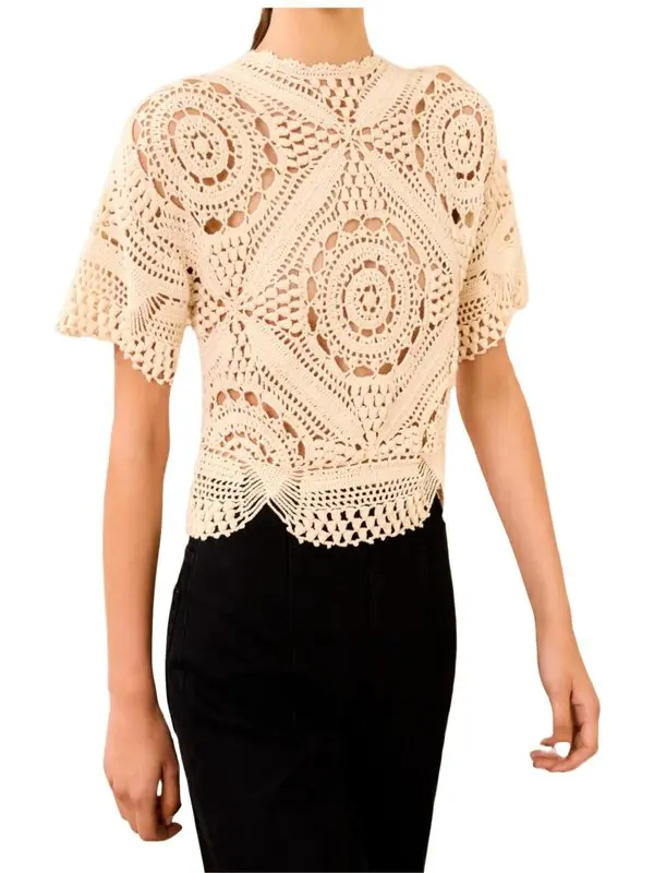 Ulla Johnson Hand-crocheted Short-sleeve Top - Nude