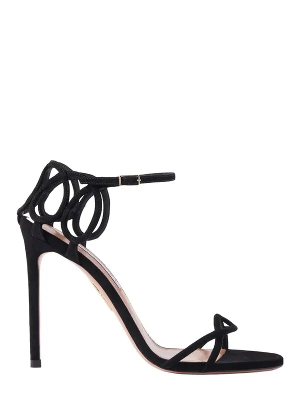 AQUAZZURA Hula 105 Suede Sandals - Black