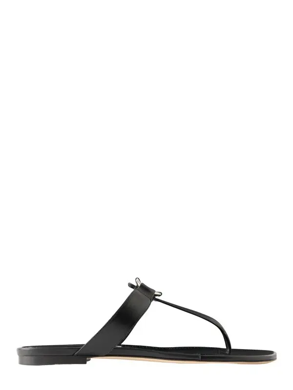 Manolo Blahnik Leather Thong Sandals With Buckle Detail - Black