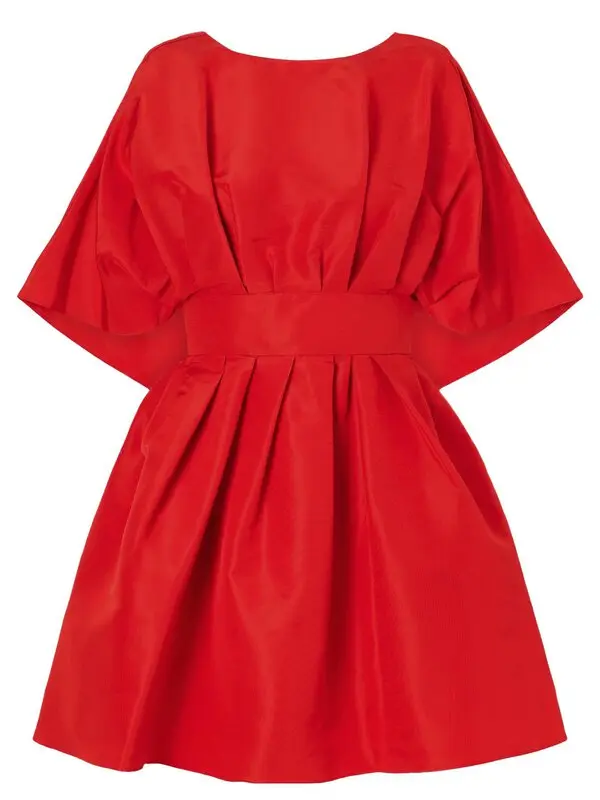 Carolina Herrera Pleated Silk-faille Mini Dress - Red