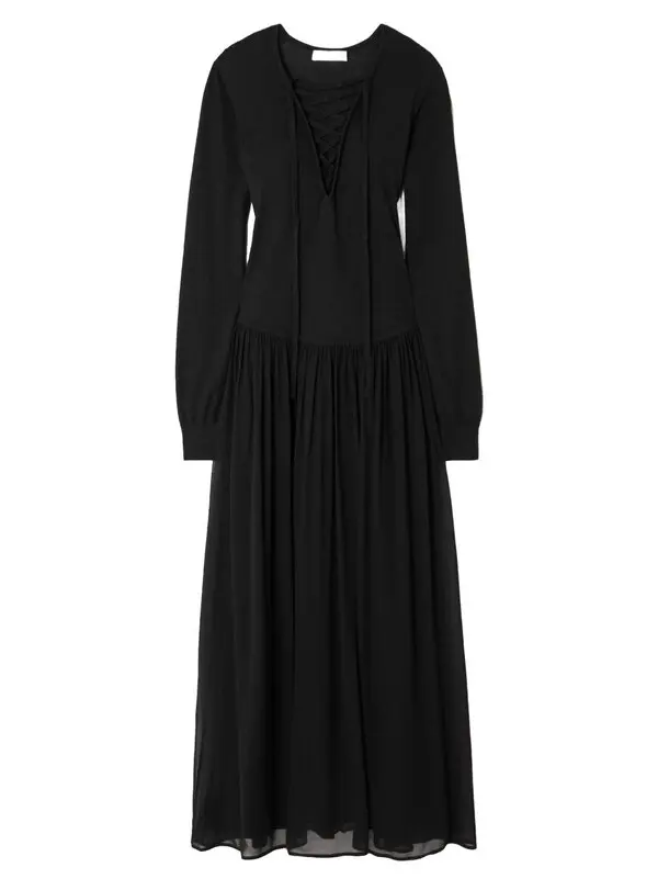 Ulla Johnson Silk-blend And Chiffon Midi Dress - Black