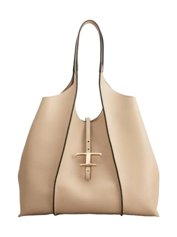 TOD'S T Timeless Medium Shopping Bag - Beige