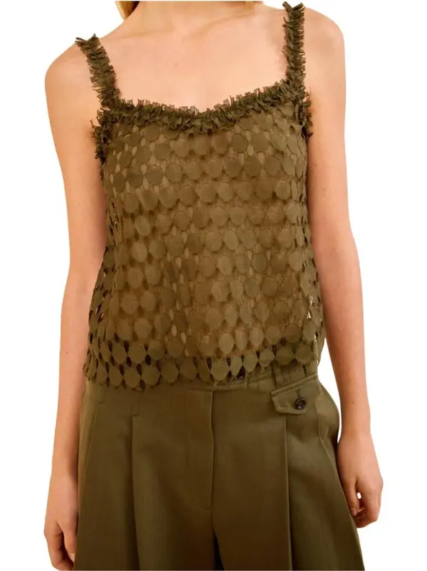 Ulla Johnson Francoise Lace Tank Top - Pine Color