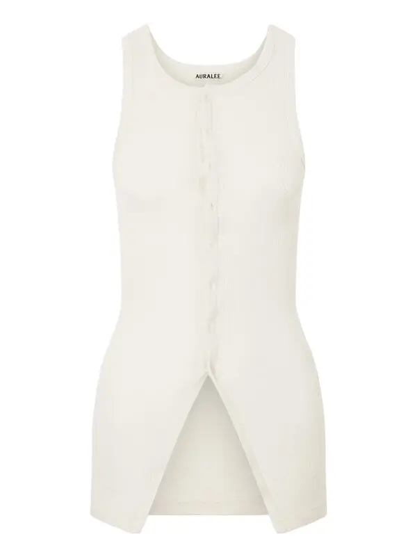 Auralee Ribbed Knit Sleeveless Top - White