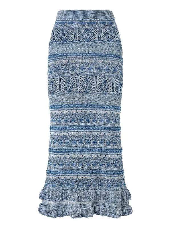 Etro Ruffled Crocheted Maxi Skirt - Blue