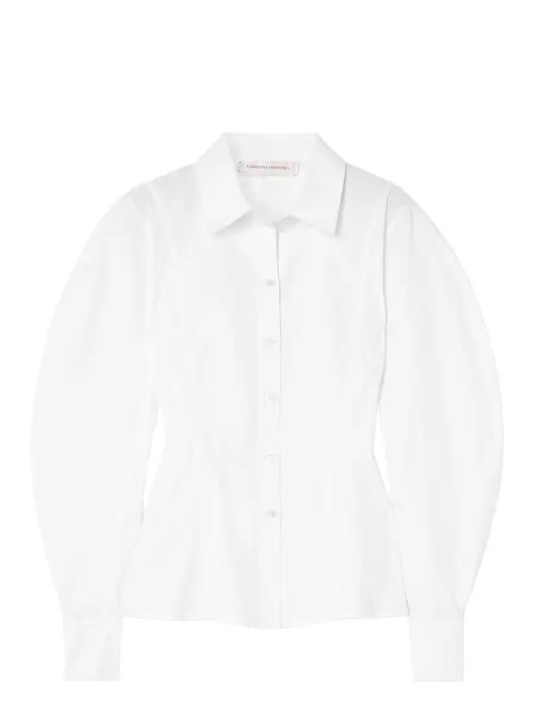 Carolina Herrera Puff Sleeve Cotton Poplin Shirt - White