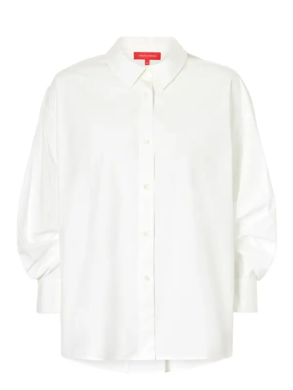 Carolina Herrera Cotton-blend Poplin Shirt With Puffed Sleeves - White