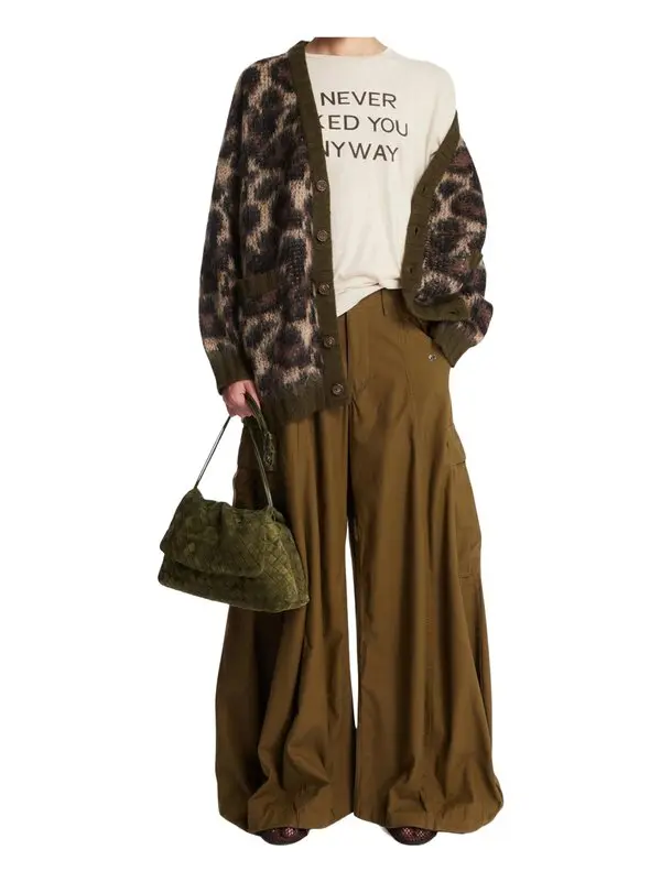 R13 V-neck Leopard Print Cardigan - Brown