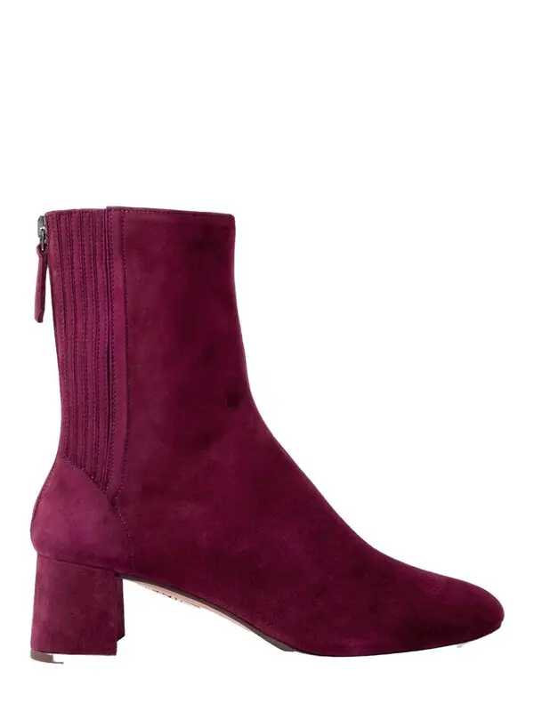 AQUAZZURA Block Heel Back Zipper Ankle Boots - Brown