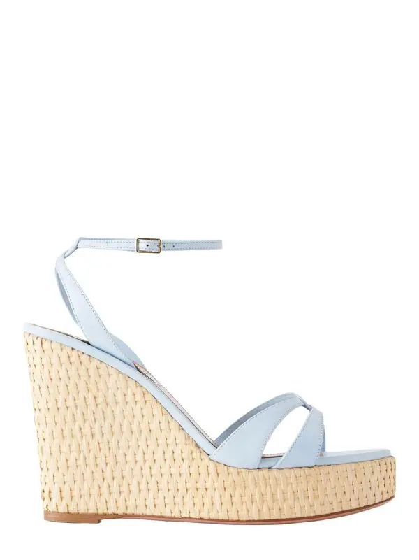 AQUAZZURA Leather Wedge Sandals - Blue