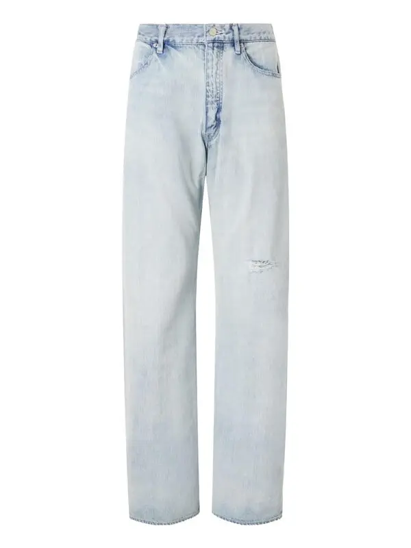 Auralee Distressed Wide-leg Jeans - White