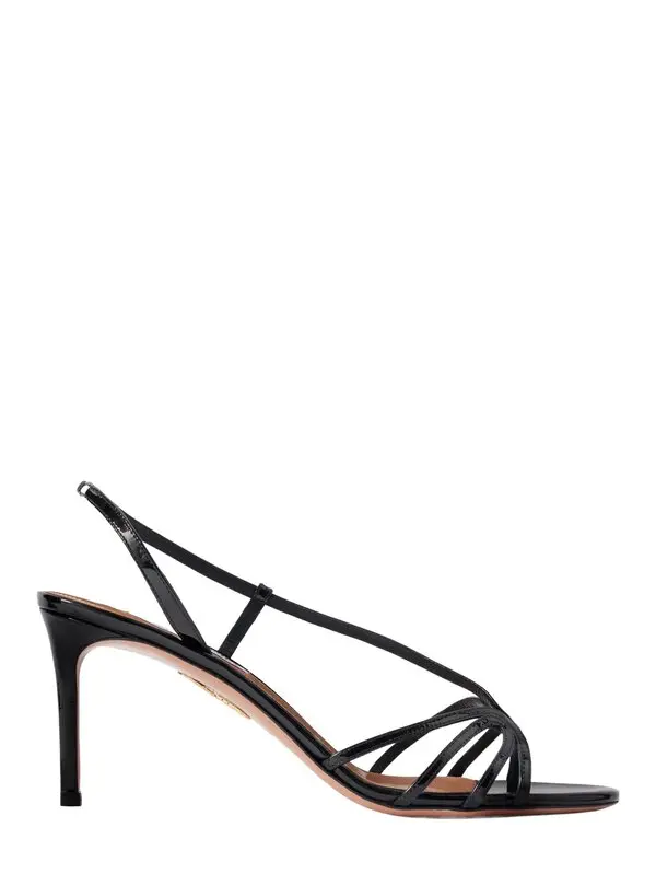 AQUAZZURA Patent Leather Slingback Stiletto Sandals - Black