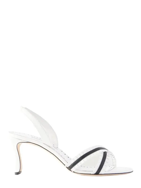 Manolo Blahnik Leather High Heel Sandals - White