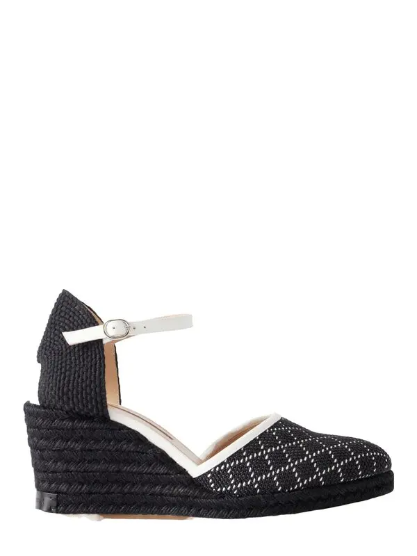 Manolo Blahnik Espadrahi 90 Leather-trimmed Woven Canvas Espadrille Pumps - No