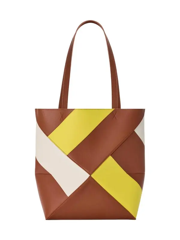 Loewe Medium Puzzle Fold Tote In Classic Calfskin - Multicolor Squirrel