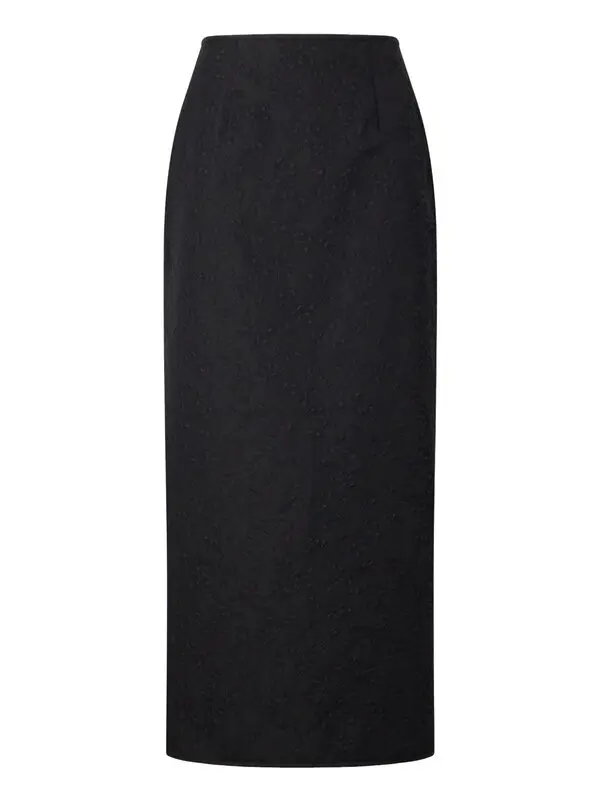 Cecilie Bahnsen Cotton Matelassé Midi Skirt - Black