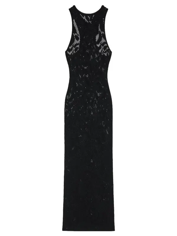 Givenchy Midi Dress In Knitted Floral Lace - Black
