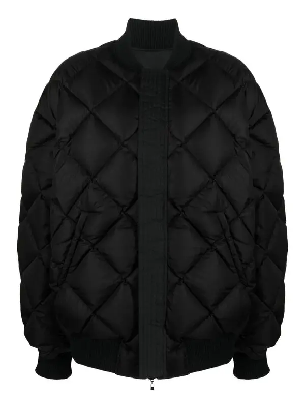 Wardrobe.NYC Quilted Shell Bomber Jacket - Black