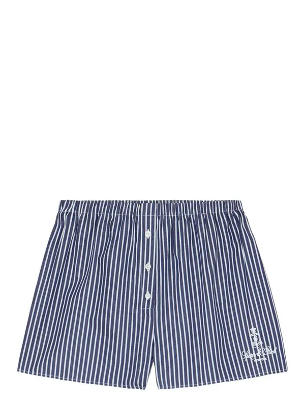 SPORTY  RICH Sporty & Rich Striped Cotton Lounge Shorts - Blue