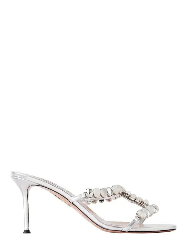 AQUAZZURA Embellished Mules - White